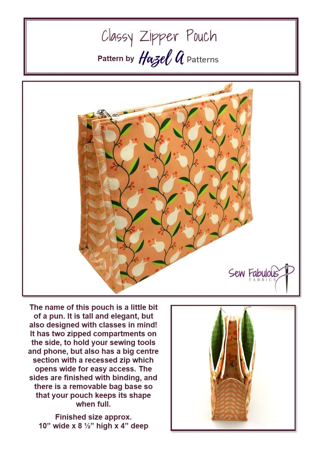 Classy Zipper Pouch PDF Pattern, Sewing Project, PDF Pattern, Sewing ...