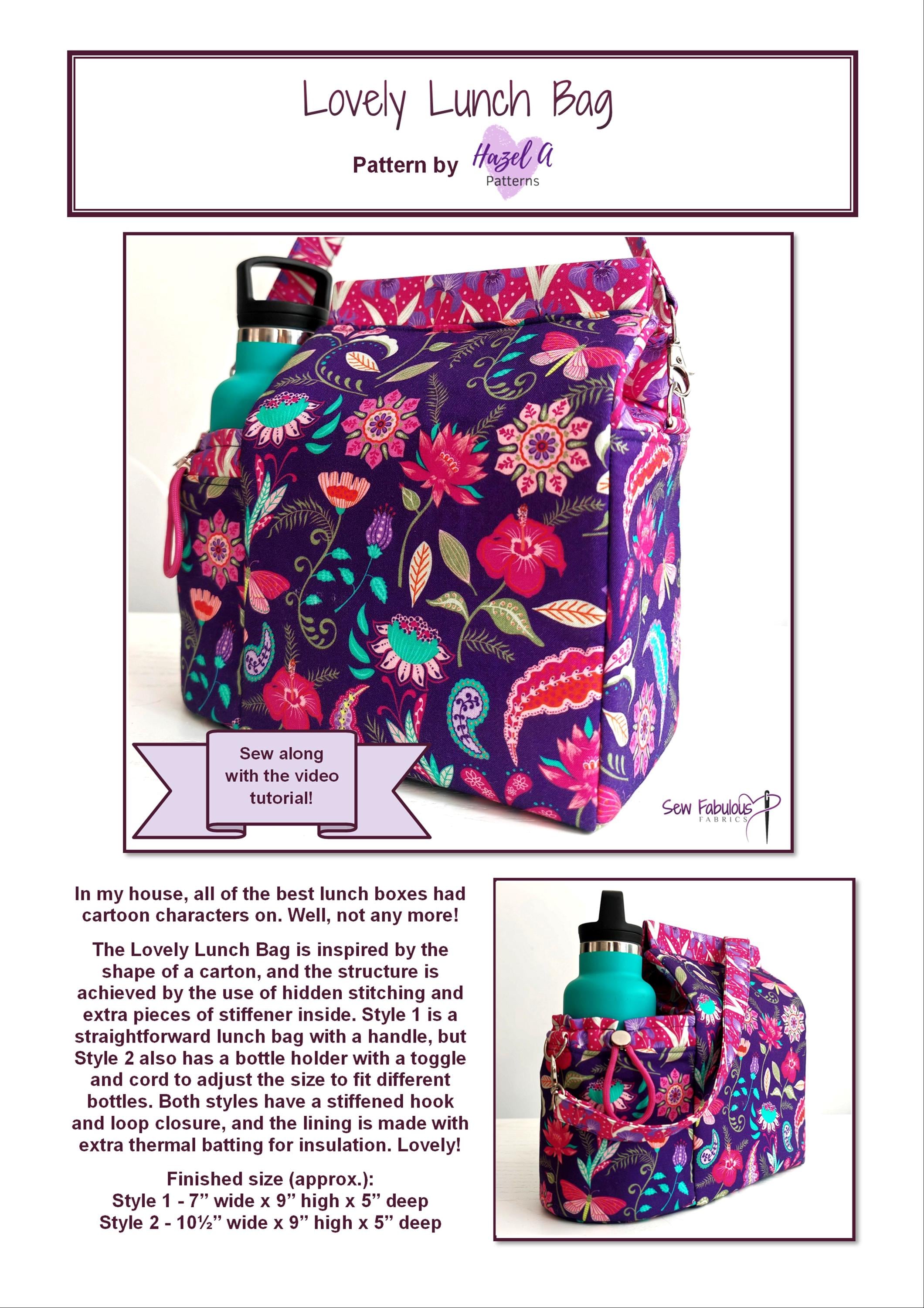 Lovely Lunch Bag PDF Pattern, Sewing Pattern, Video Tutorial, Sewing ...