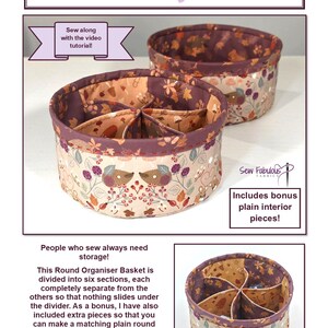 Round Organiser Basket PDF Pattern, Sewing Project, Sewing Pattern ...