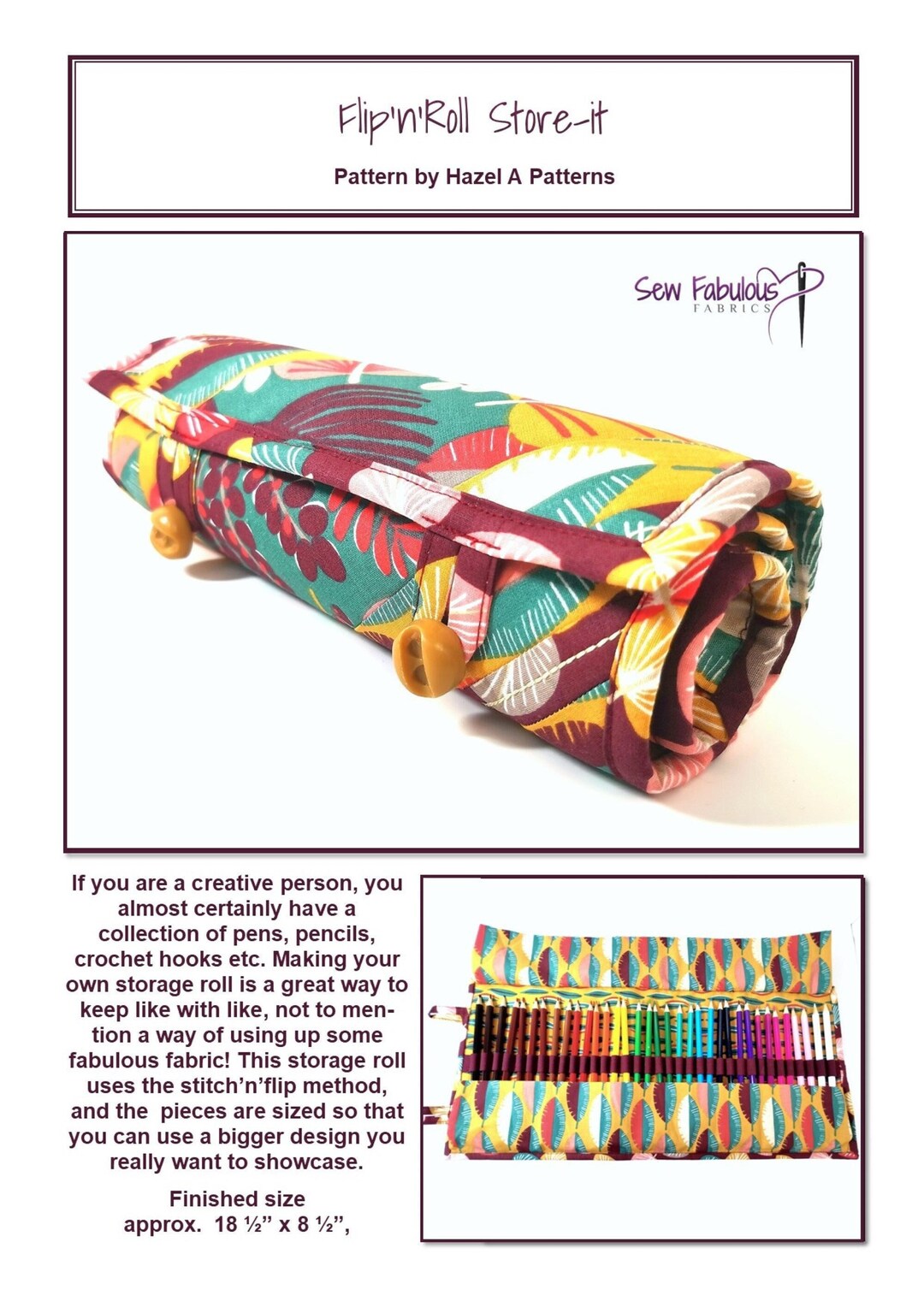 Flip 'n' Roll Store It PDF Pattern, Sewing Project, PDF Project - Etsy
