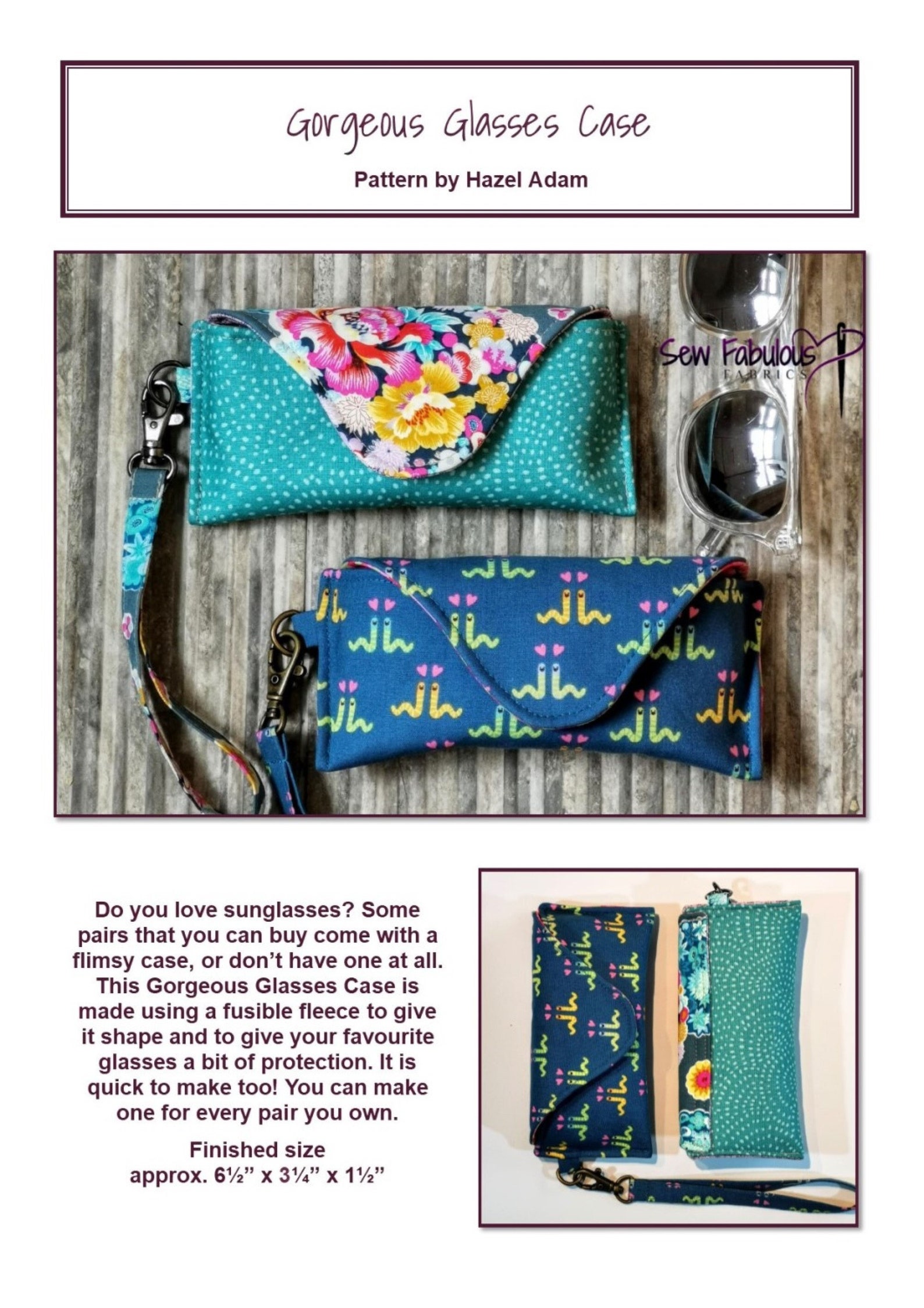 Gorgeous Glasses Case PDF Sewing Pattern PDF Pattern Sewing | Etsy