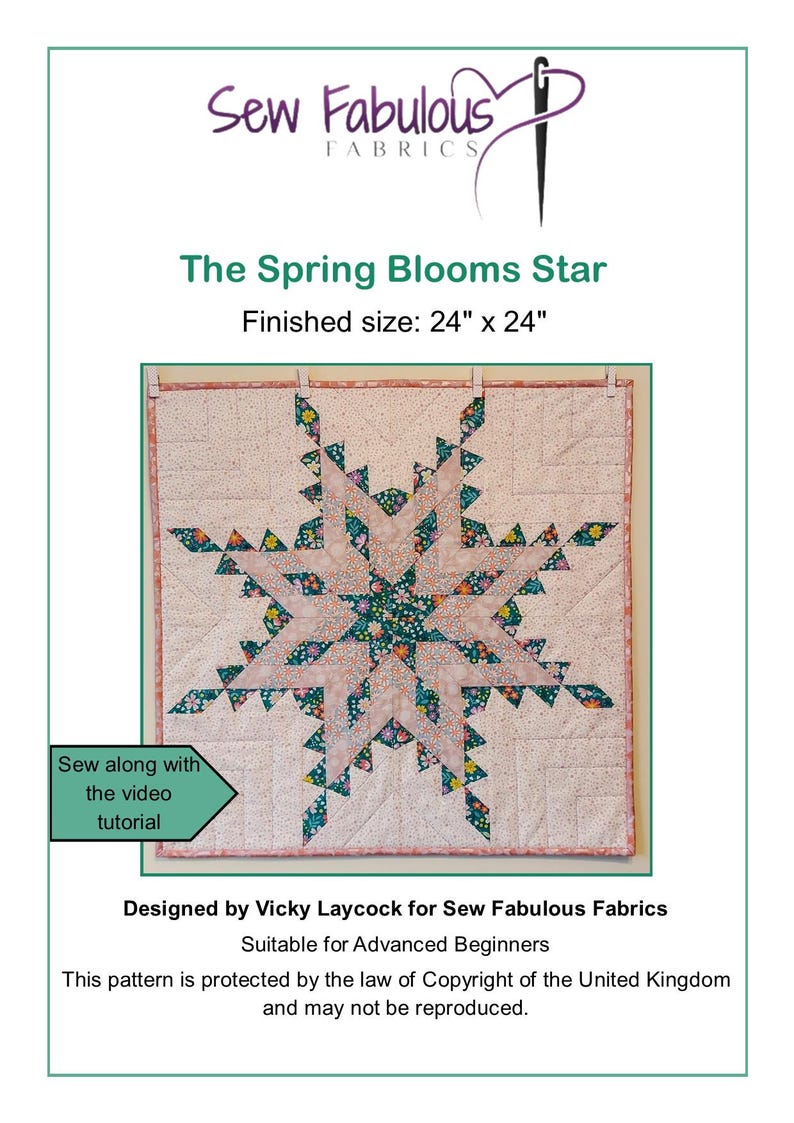 The Spring Blooms Star PDF Pattern, Mini Quilt Pattern, Sewing Pattern ...