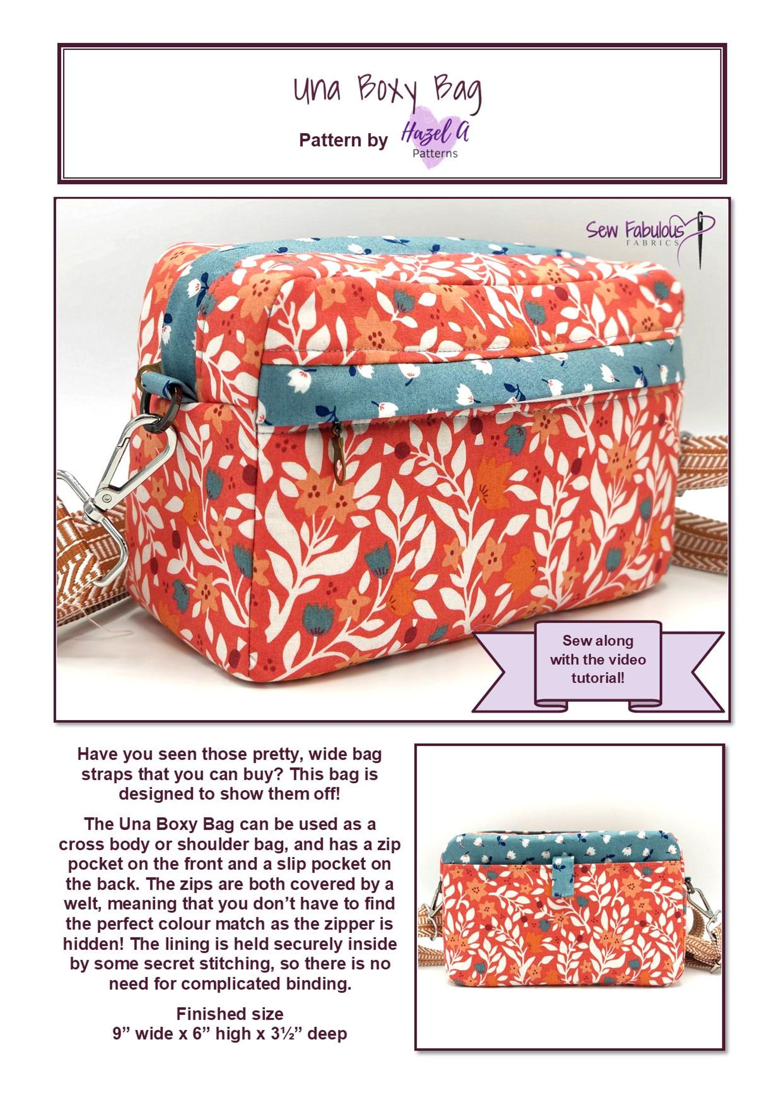 Una Boxy Bag PDF Pattern, Sewing Project, Sewing Pattern, PDF Pattern ...