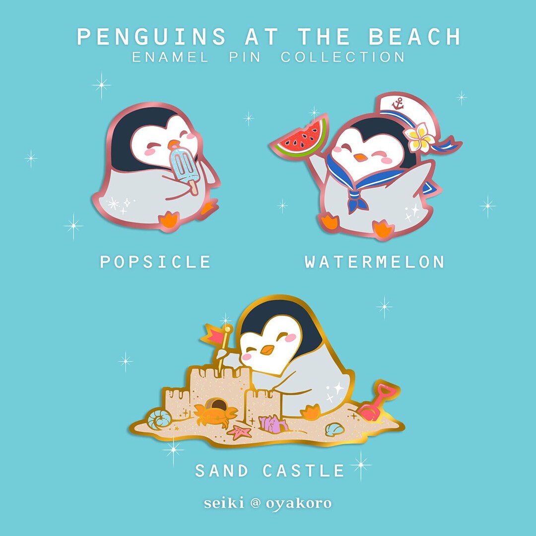 Penguins at the Beach Pins - Etsy