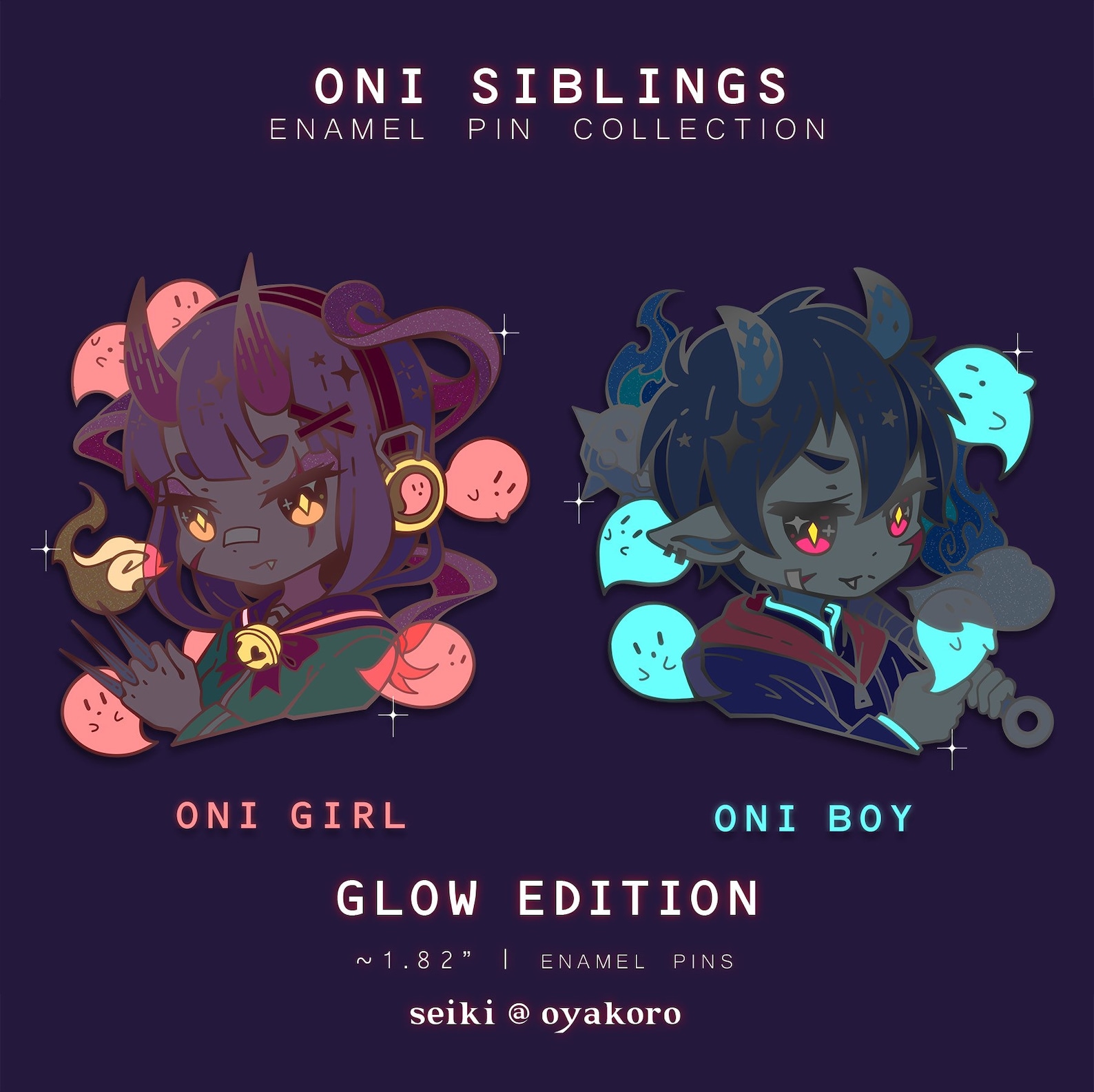 Oni Sibling Pins - Etsy