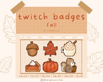 Cozy Autumn Sub Badges for Twitch, Cute Fall Pixel Bit Badges, Premade ...