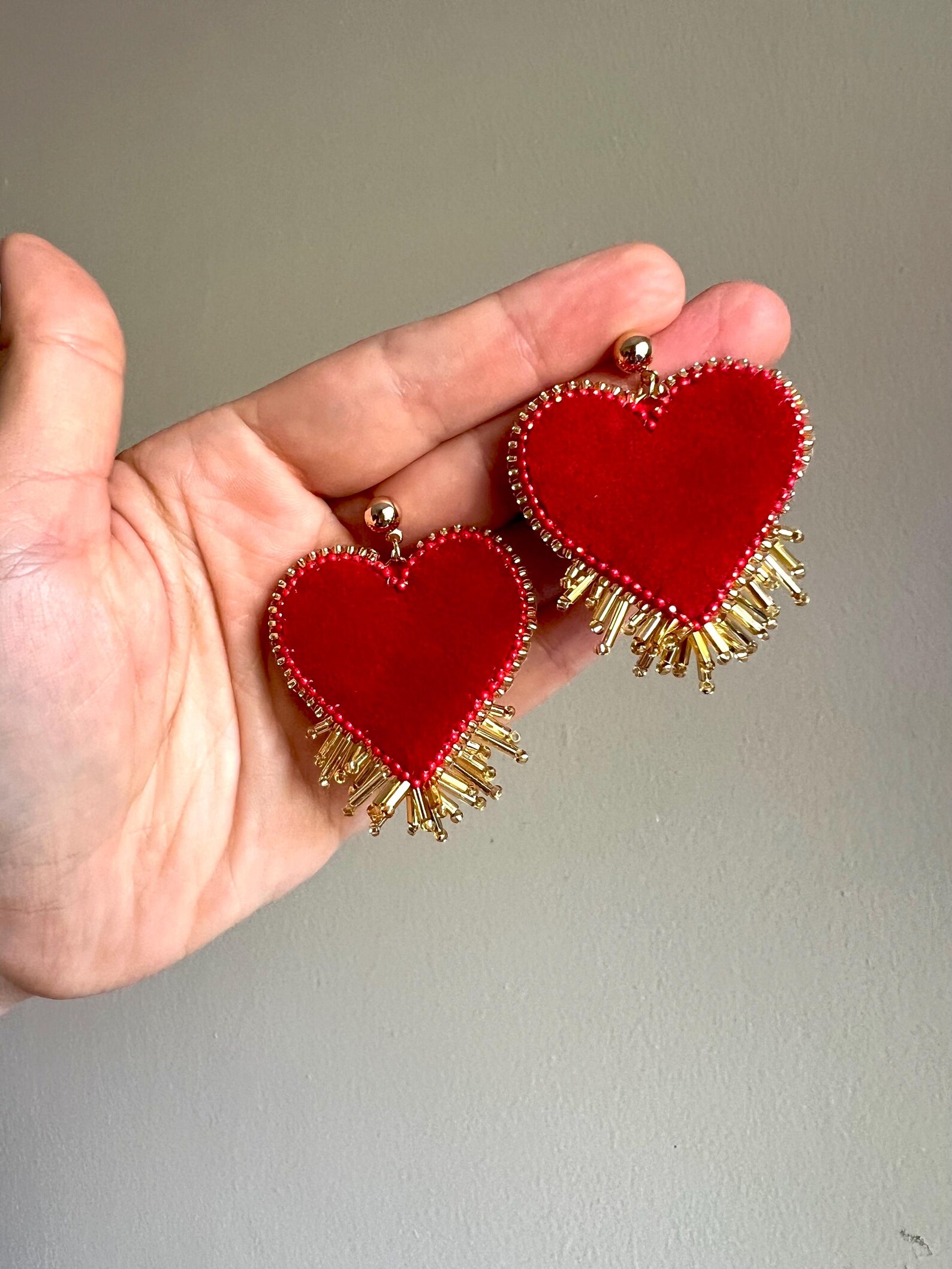 Red Beaded Heart Earrings: Valentine's Day Jewelry - Etsy