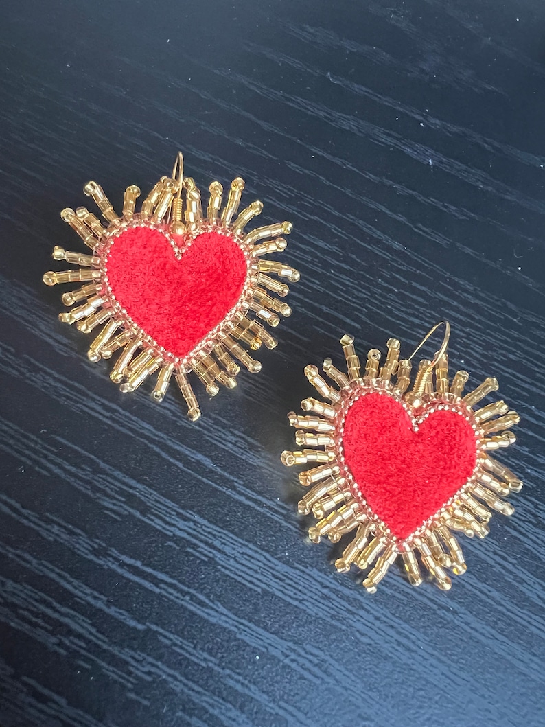Heart Beaded Earrings, Red Heart Earrings for Valentine's Day, the Best ...