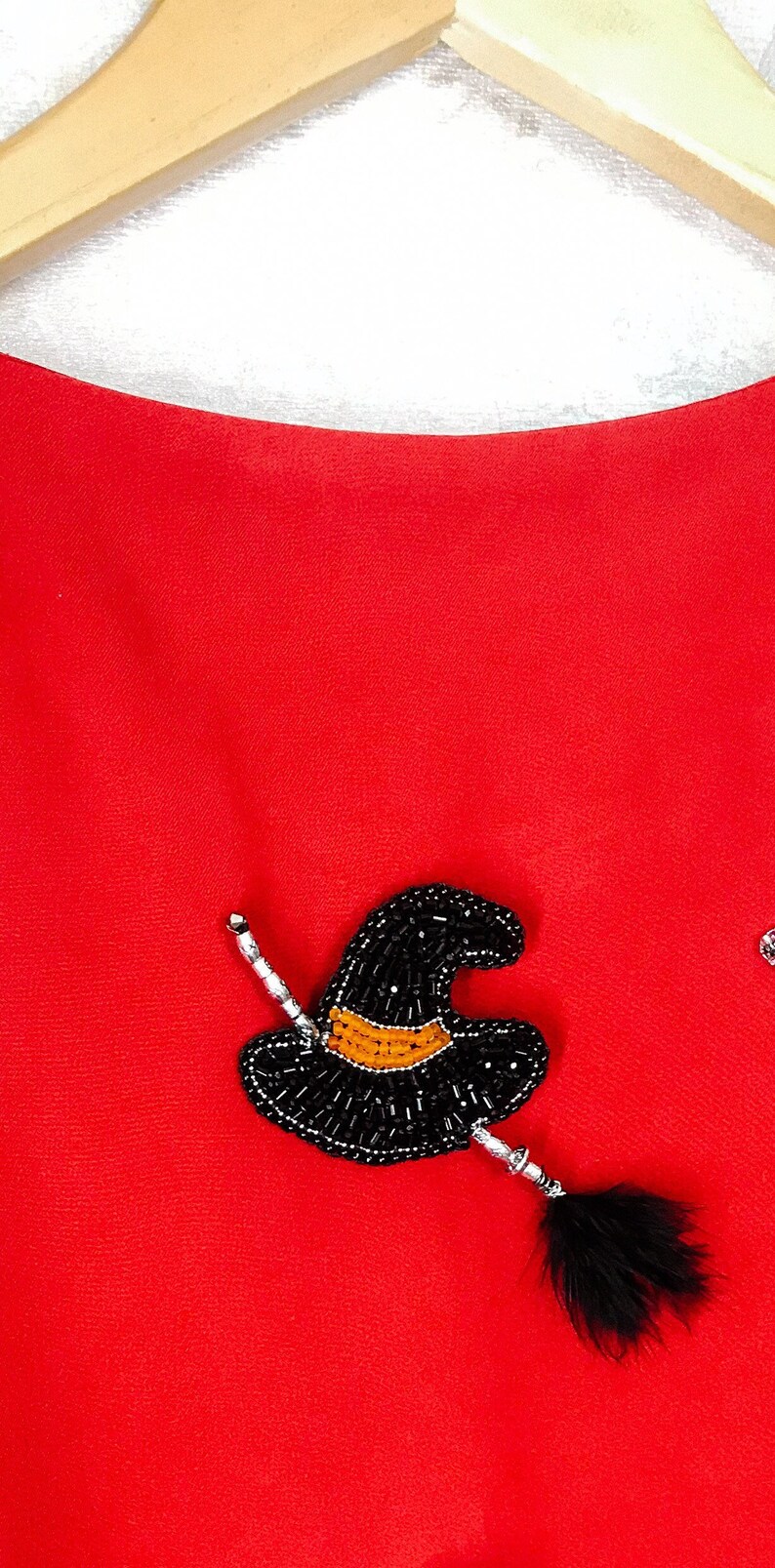 Handmade Beaded Halloween Brooch: Witch Hat & Broom - Etsy