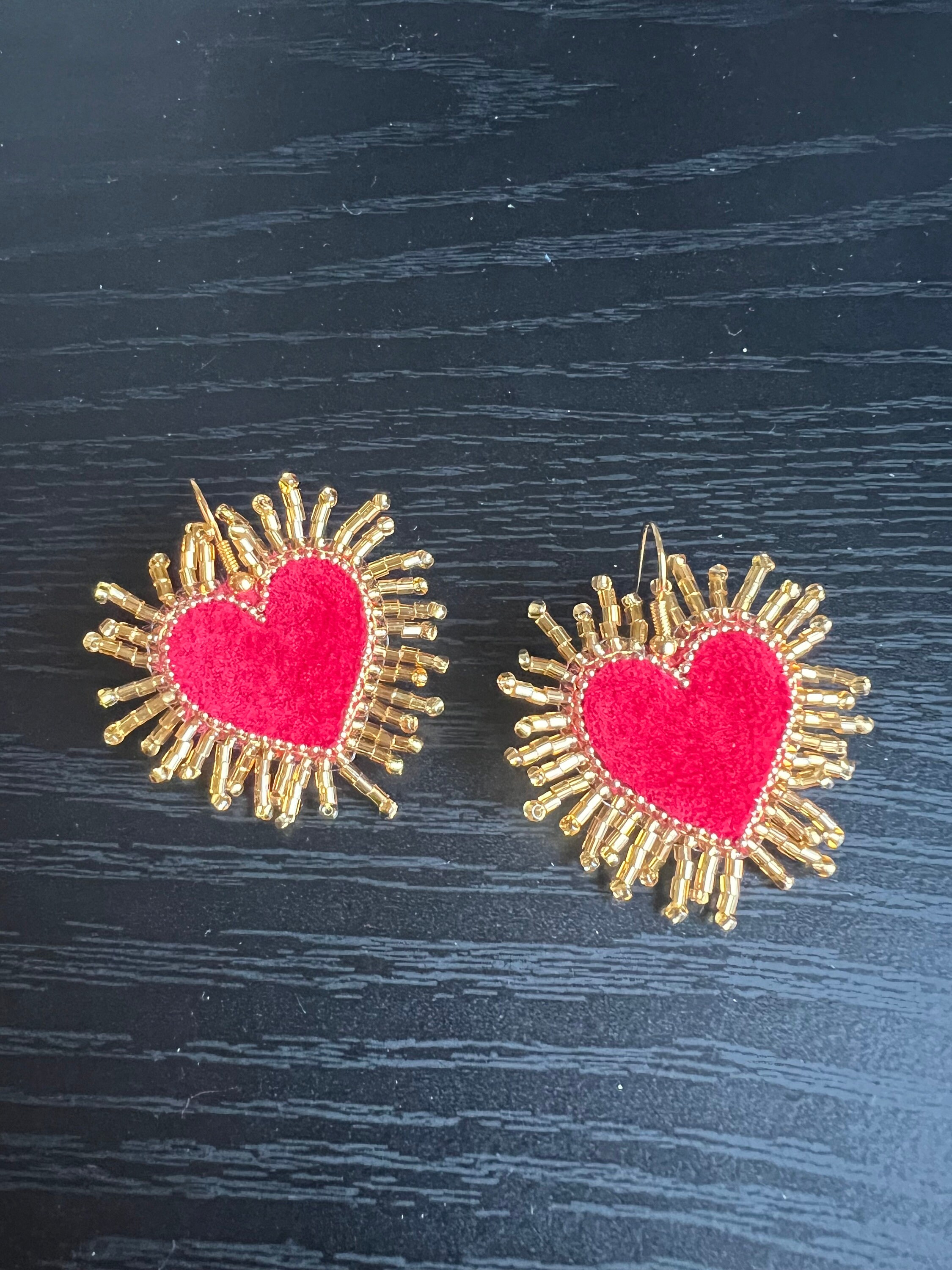 Heart Beaded Earrings, Red Heart Earrings for Valentine's Day, the Best ...