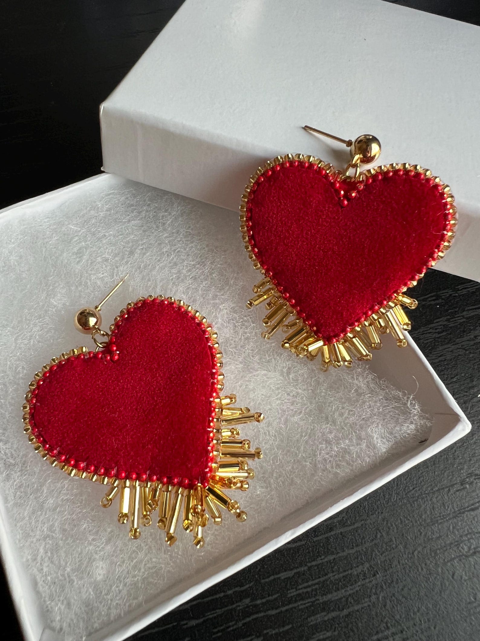 Red Beaded Heart Earrings: Valentine's Day Jewelry - Etsy