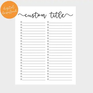 Digital Download Custom Title List / Printable Check List / Instant ...