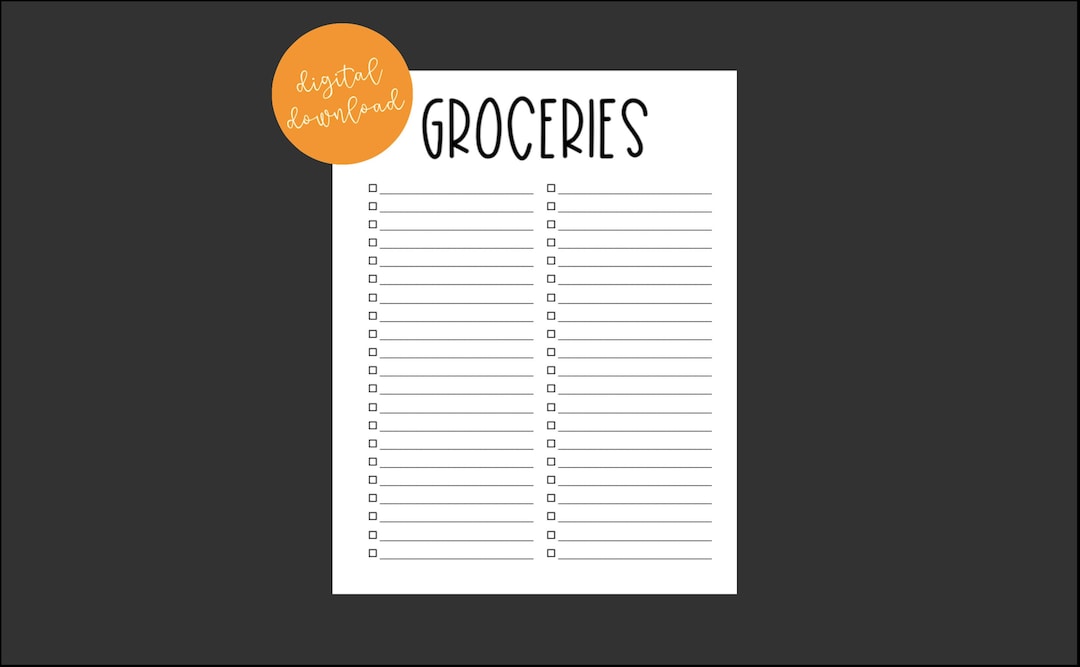 Digital Download Shopping List / Printable Shopping List / Instant ...