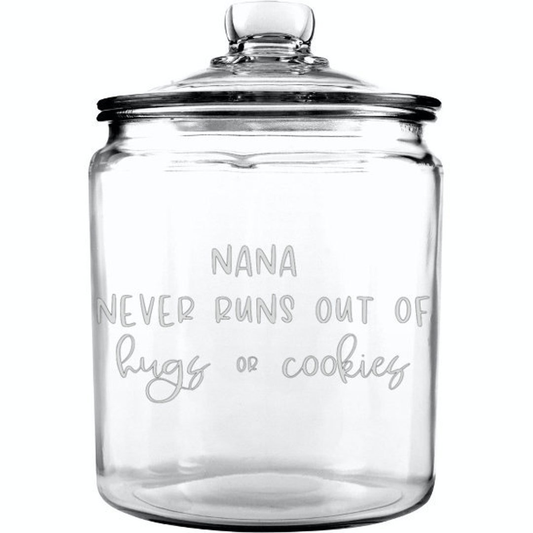Cookie Jar / Etched Cookie Jar / Glass Cookie Jar / Large Cookie Jar ...
