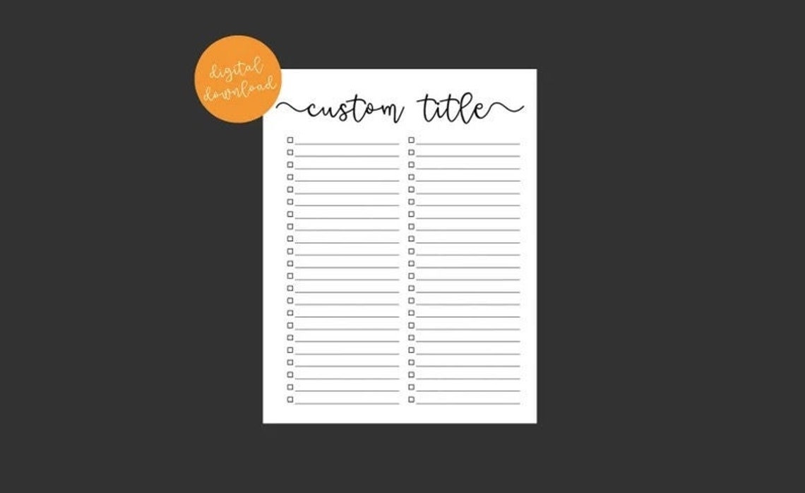 Digital Download Custom Title List / Printable Check List / Instant ...