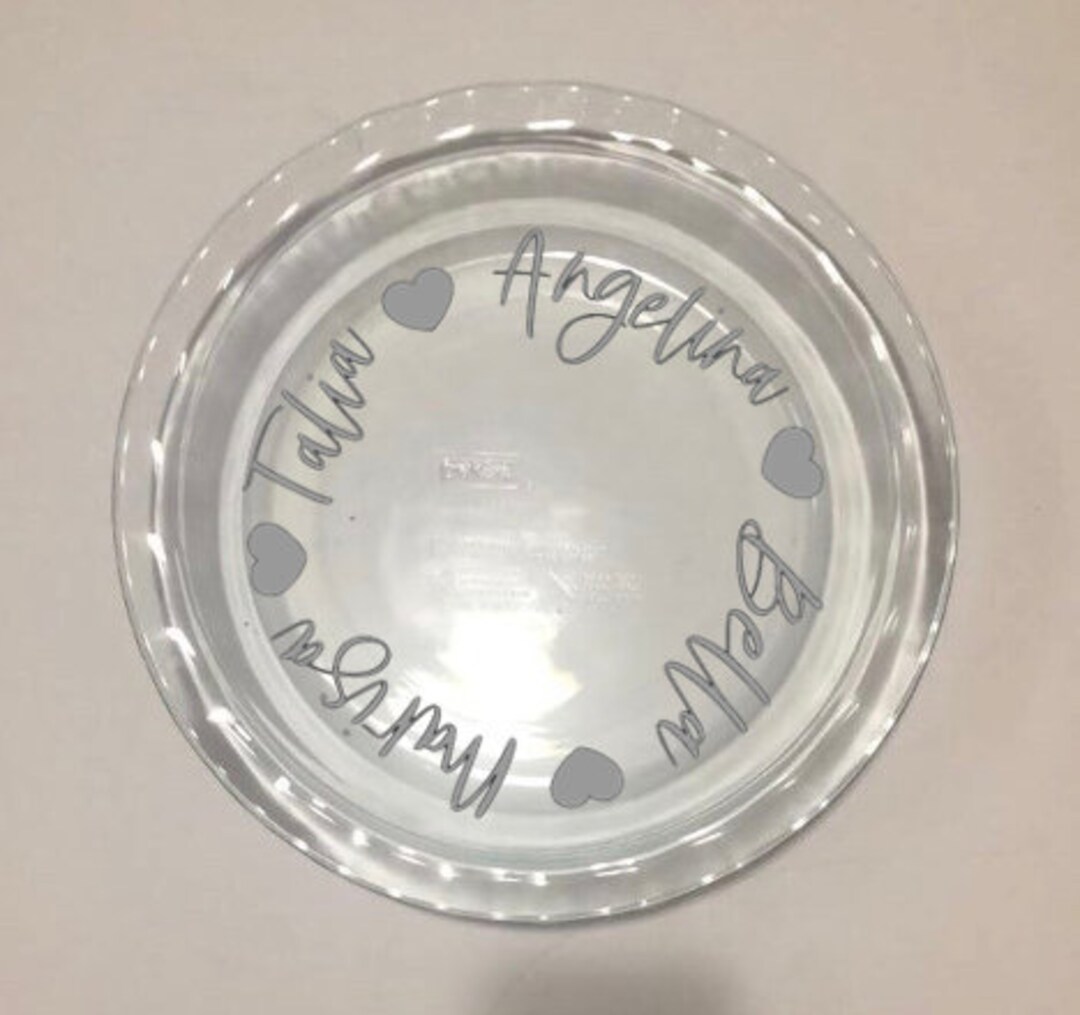 Personalized Name Engraved Glass Pie Plate / Custom Etched Glass Pie ...