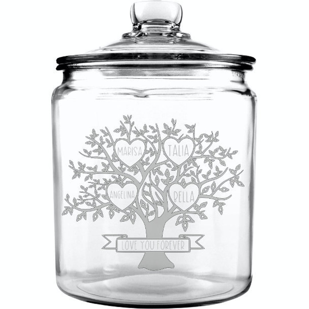 Family Tree Glass Jar / Etched Glass Jar / Engraved Glass Jar / Mother ...