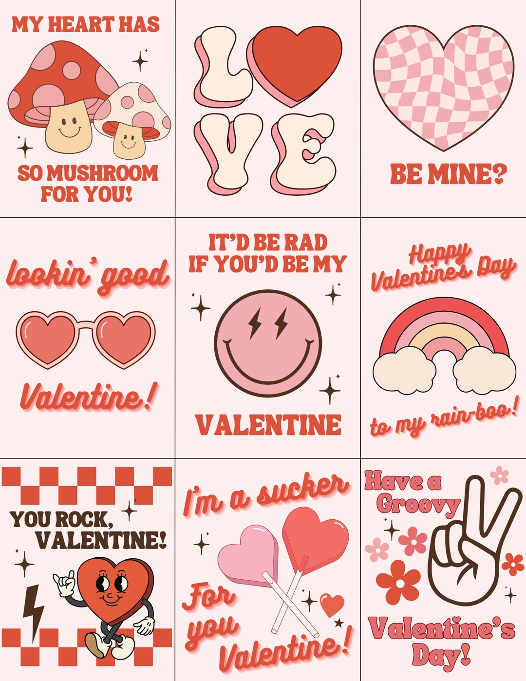 Retro Groovy Valentines - Etsy