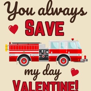 Firefighter / Firetruck Valentines Cards - Etsy