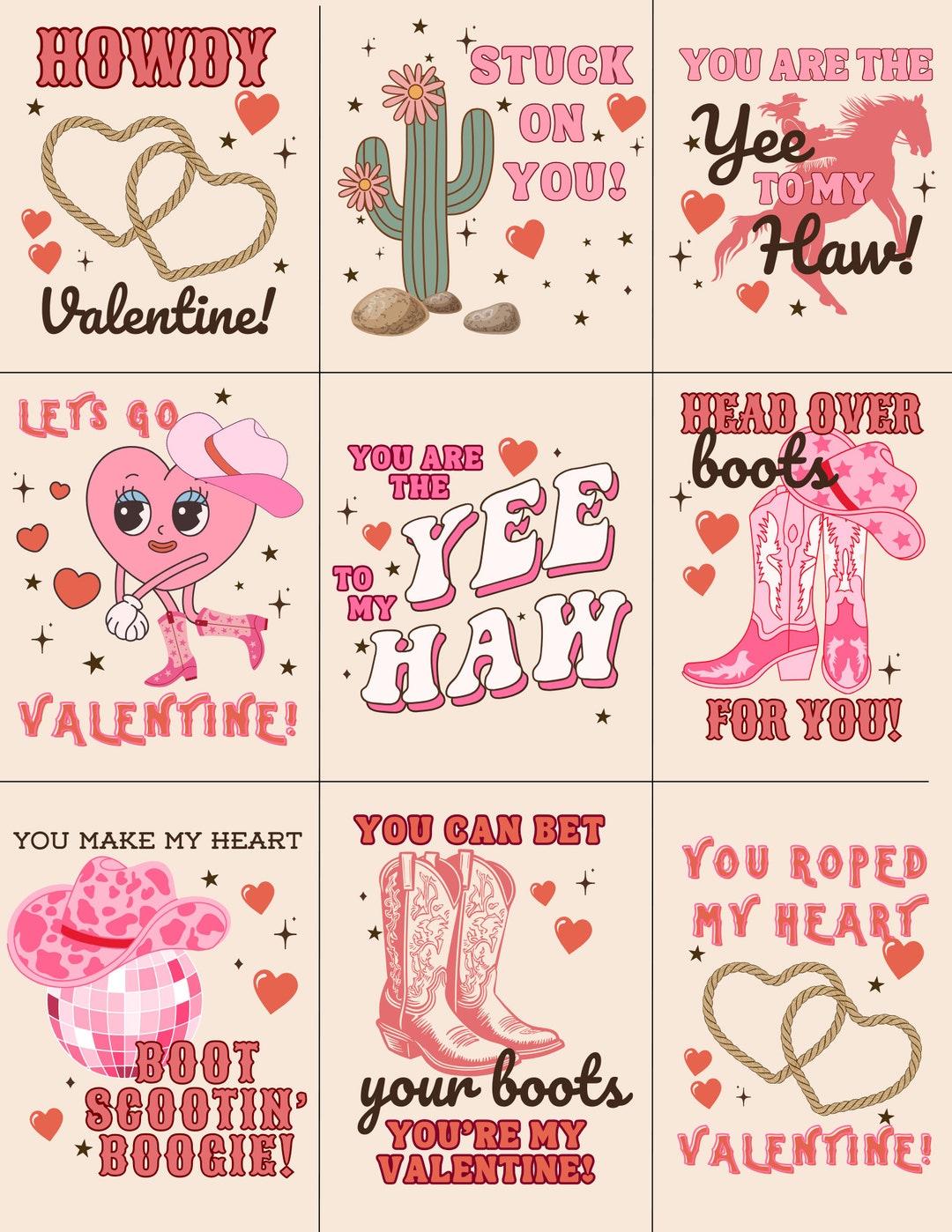 Retro Western Valentines - Etsy