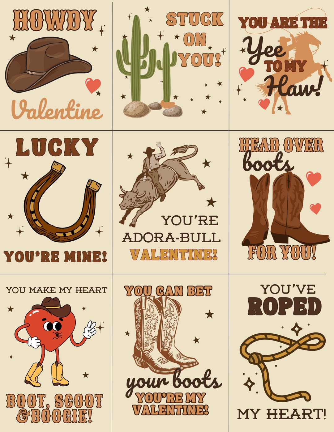 Cowboy Valentines Cards - Etsy