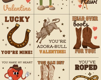 PRINTABLE Rodeo Assortment Valentine Cards for Kids INSTANT DOWNLOAD ...