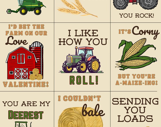 Farm Tractor Valentines Cards - Etsy