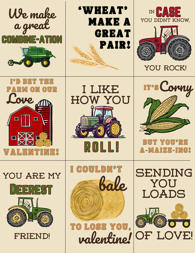Farm Tractor Valentines Cards - Etsy