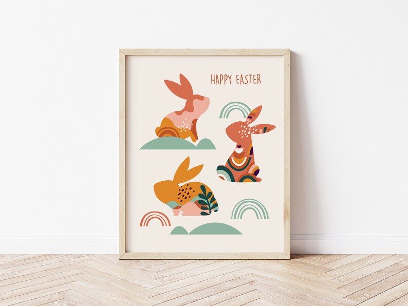Easter Decor Easter Printable Wall Art Happy Easter Sign - Etsy