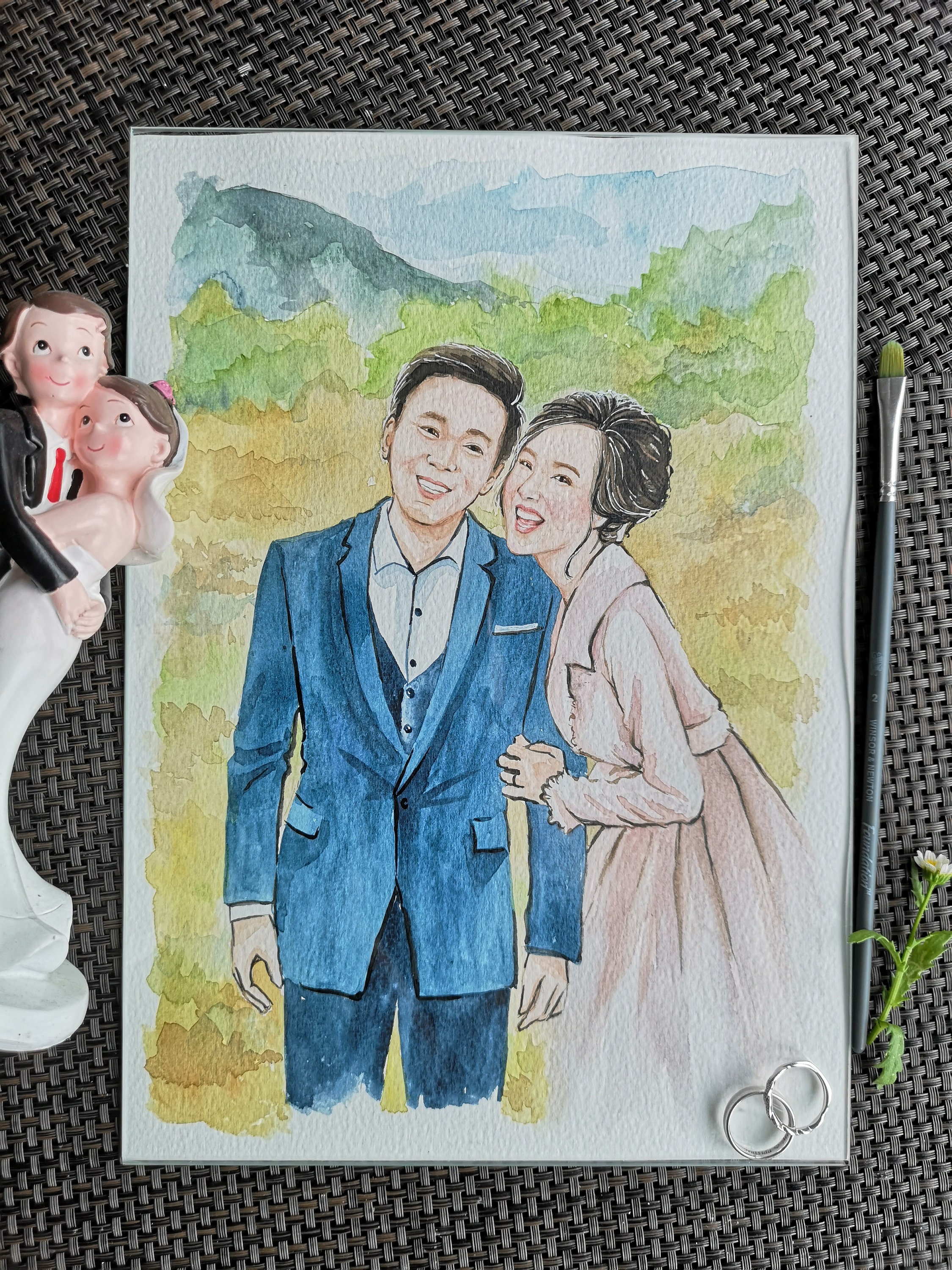 Original Custom Portrait Watercolor Hand Painted From Photo (no Print ...