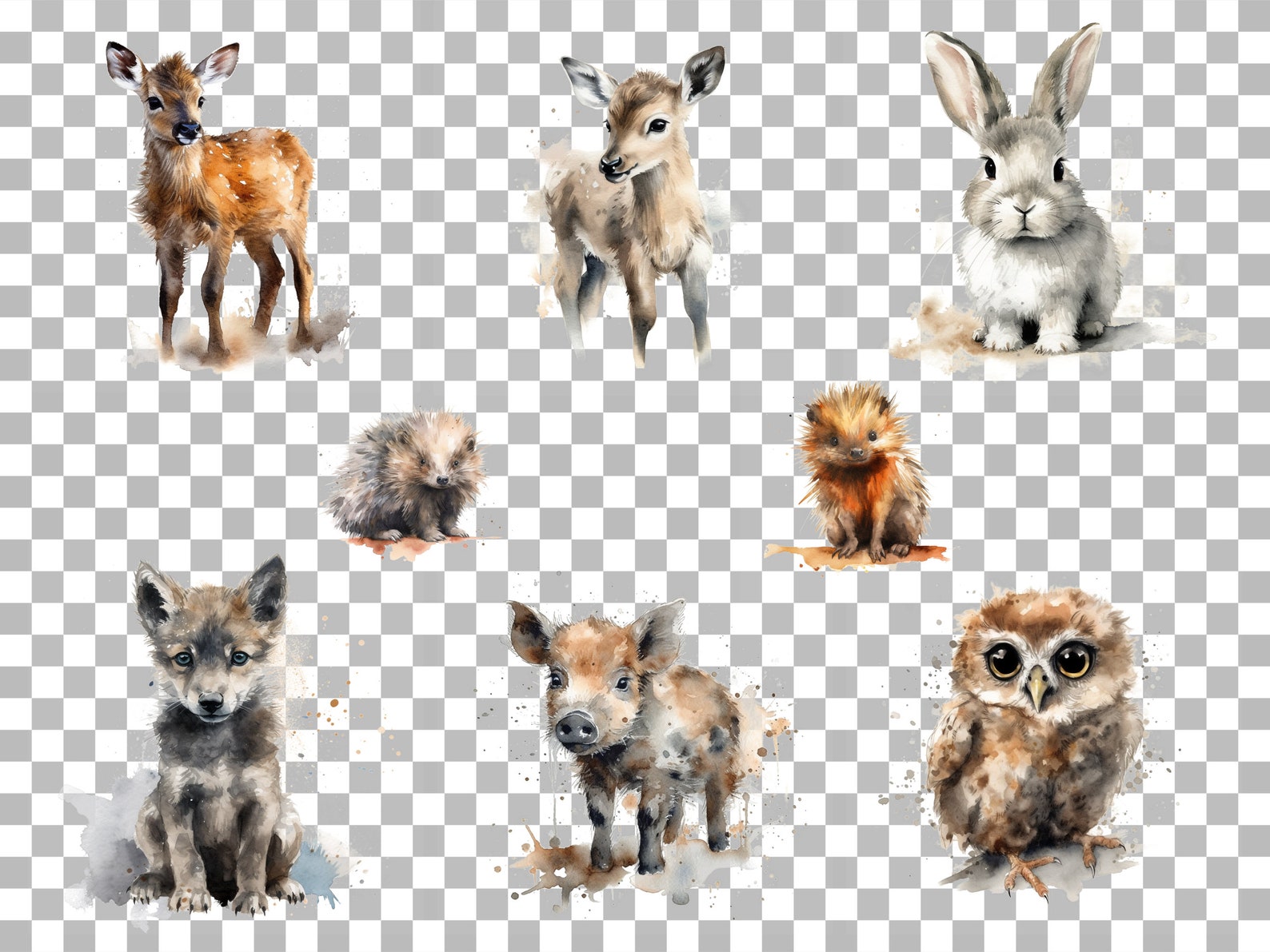 Watercolor Forest Animal Clipart, PNG, Watercolor Forest Animals ...
