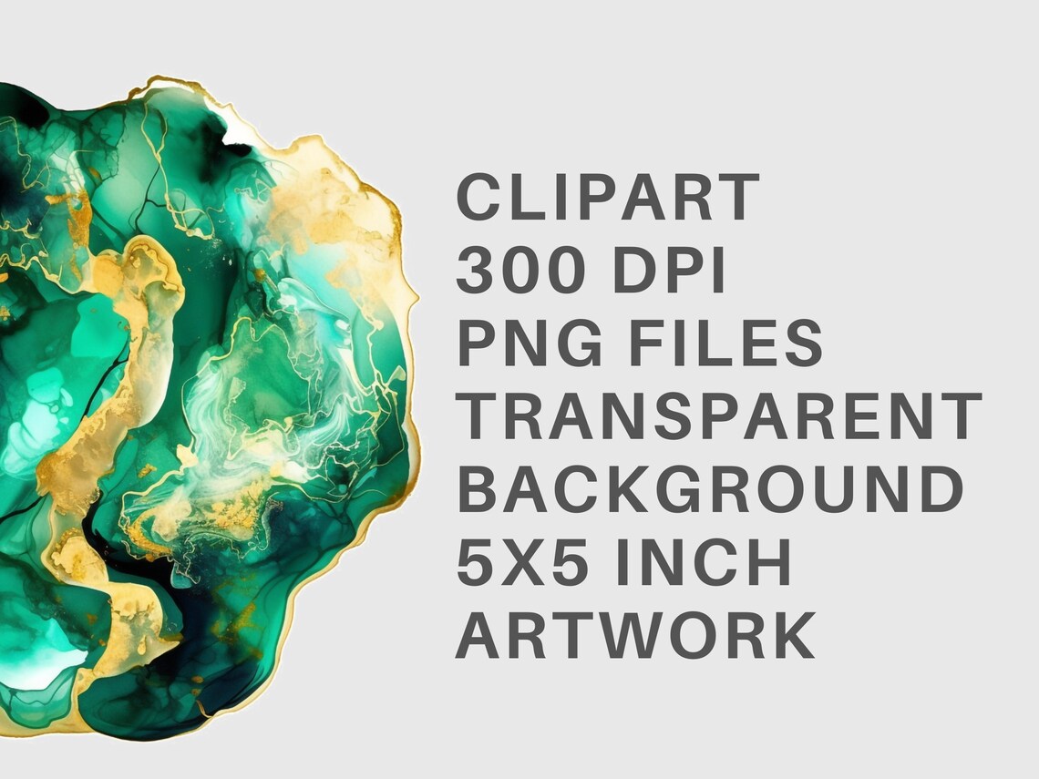 Emerald Green & Gold Alcohol Ink Png Clipart, Geode Transparent ...