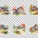 Farm Barn Watercolor Clipart, Farmhouse Clipart, Barn Bundle PNG, House ...