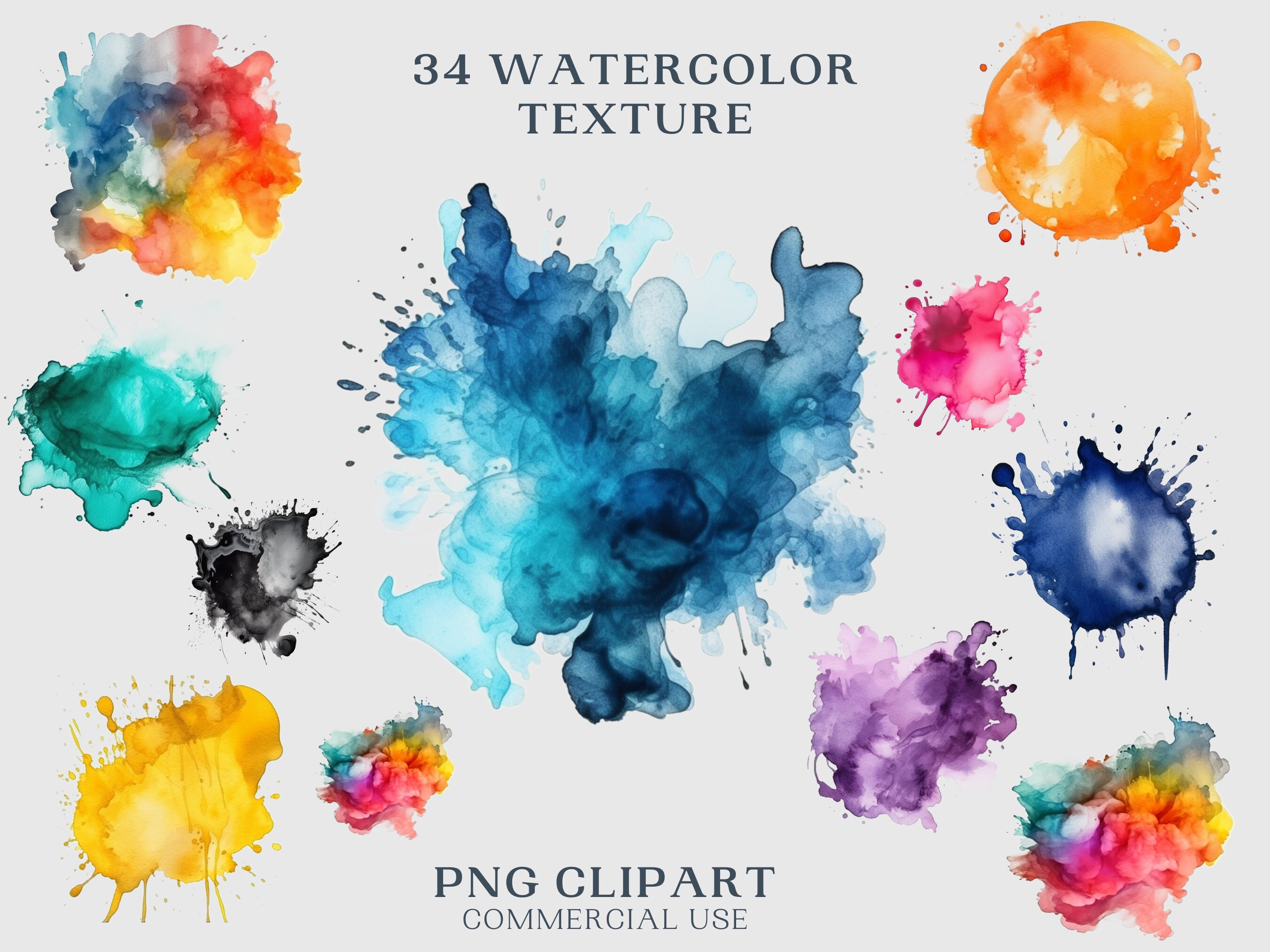34 Watercolor Clipart, Watercolor Clip Art, Watercolor, Textures, Blobs ...