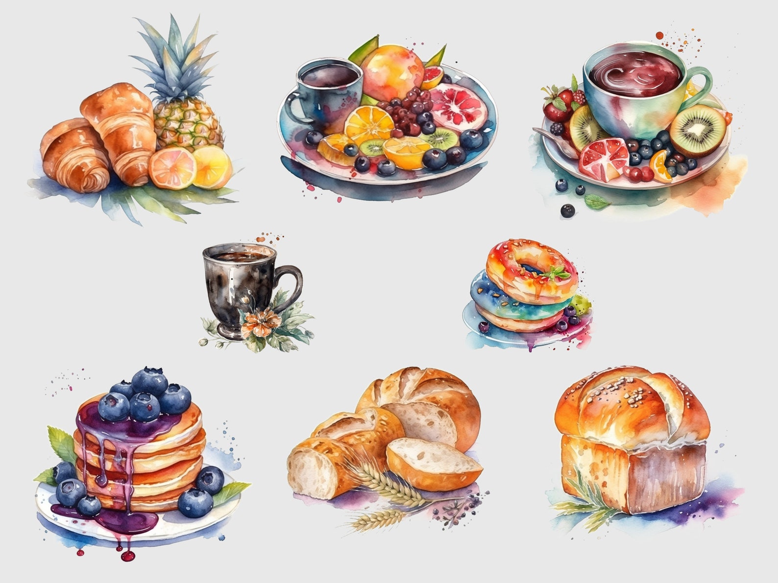 Breakfast Clipart Watercolor Food Clipart Waffles PNG - Etsy