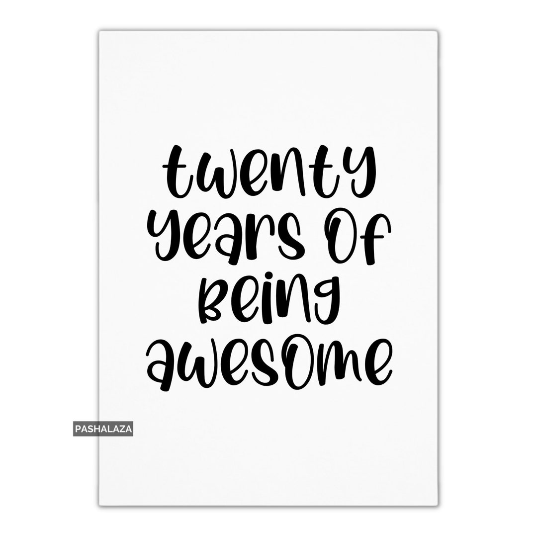 Funny 20th Birthday Card, Birthday Card With Funny Saying, Age 20 Joke ...