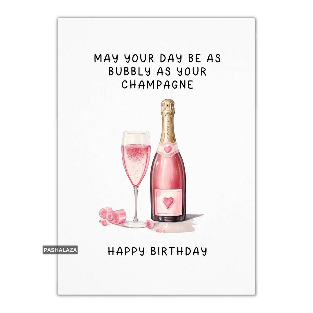 Funny Champagne Birthday Card for Her, Unique Card for Adult Woman - Etsy