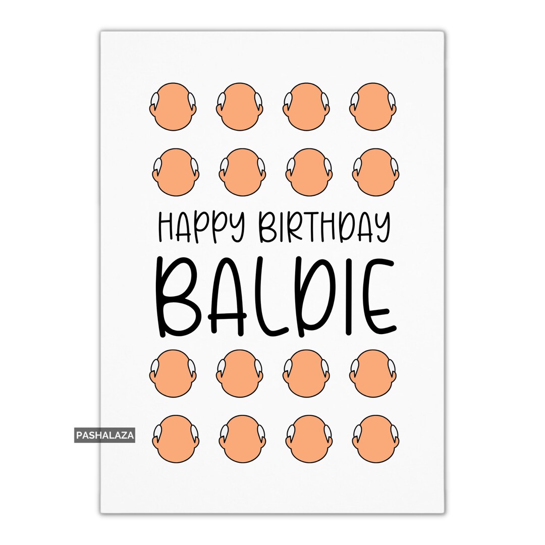 Hilarious Bald Joke Birthday Card for Him or Her Funny Humorous ...