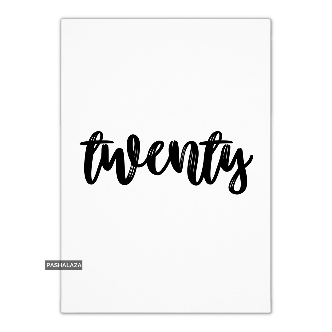 Twenty Birthday Card, 20th Birthday Card for Women or Men, 20 Birthday ...