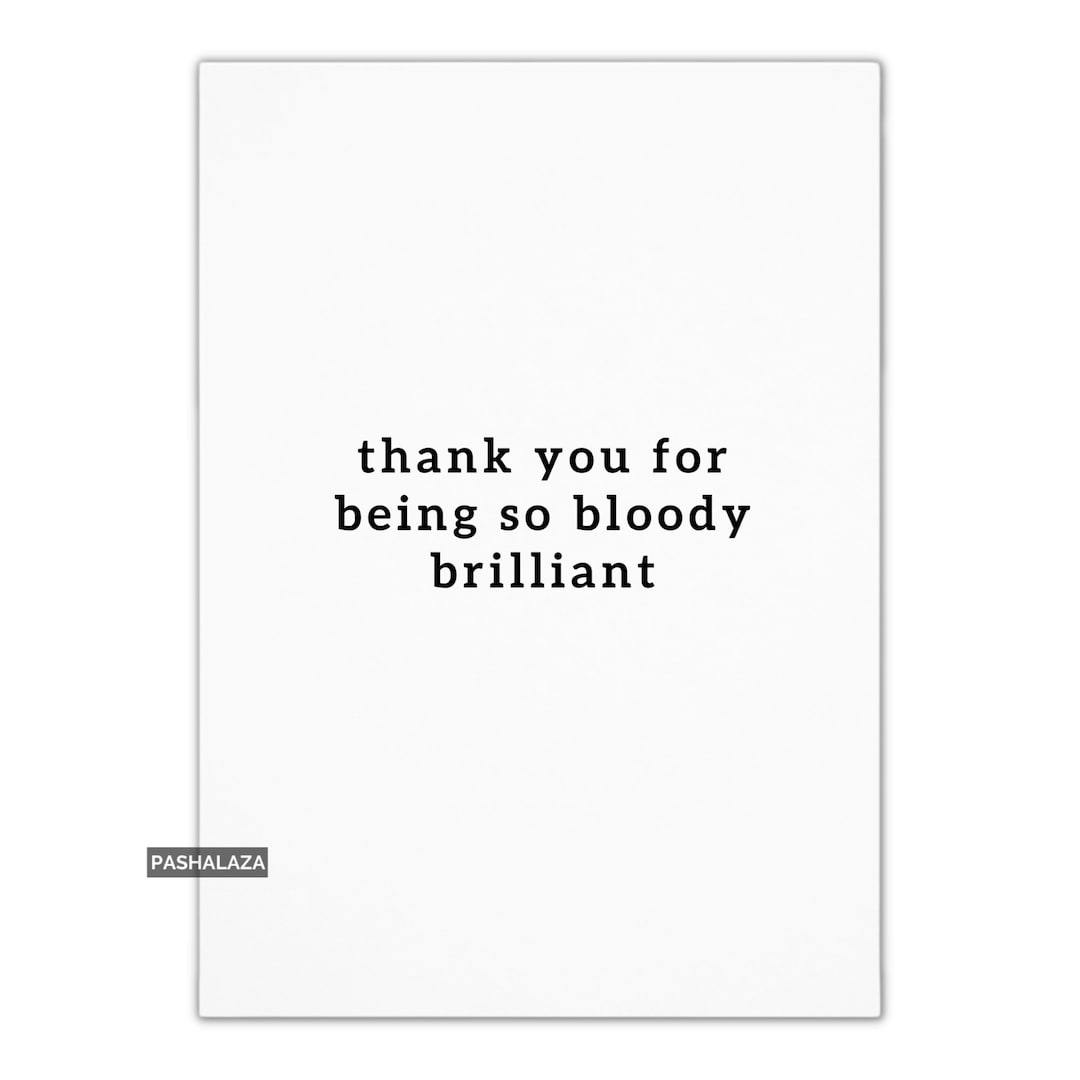 Bloody Brilliant Thank You Card: Matte Finish Greeting Card - Etsy