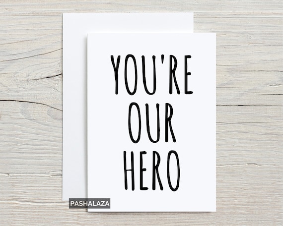 You're Our Hero Card Thank You Cards Novelty Greeting | Etsy UK