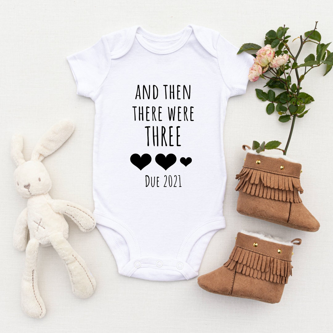 And Then There Were Three -baby Announcement, Baby Grow, Personalised ...