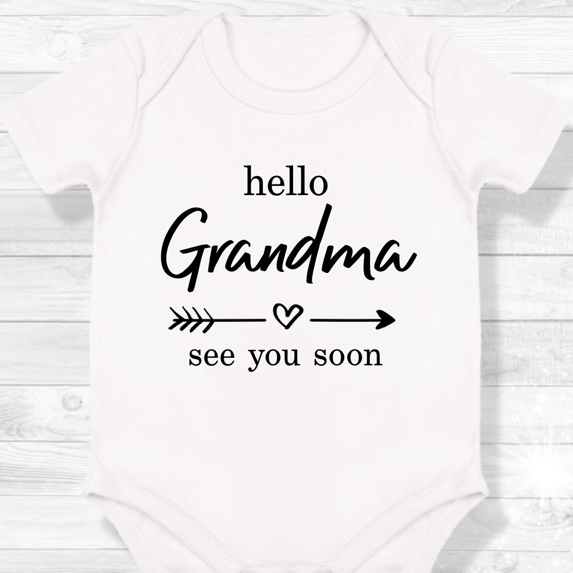 Hello Grandma Baby Grow Announcement - First Time Grandparents, Custom ...