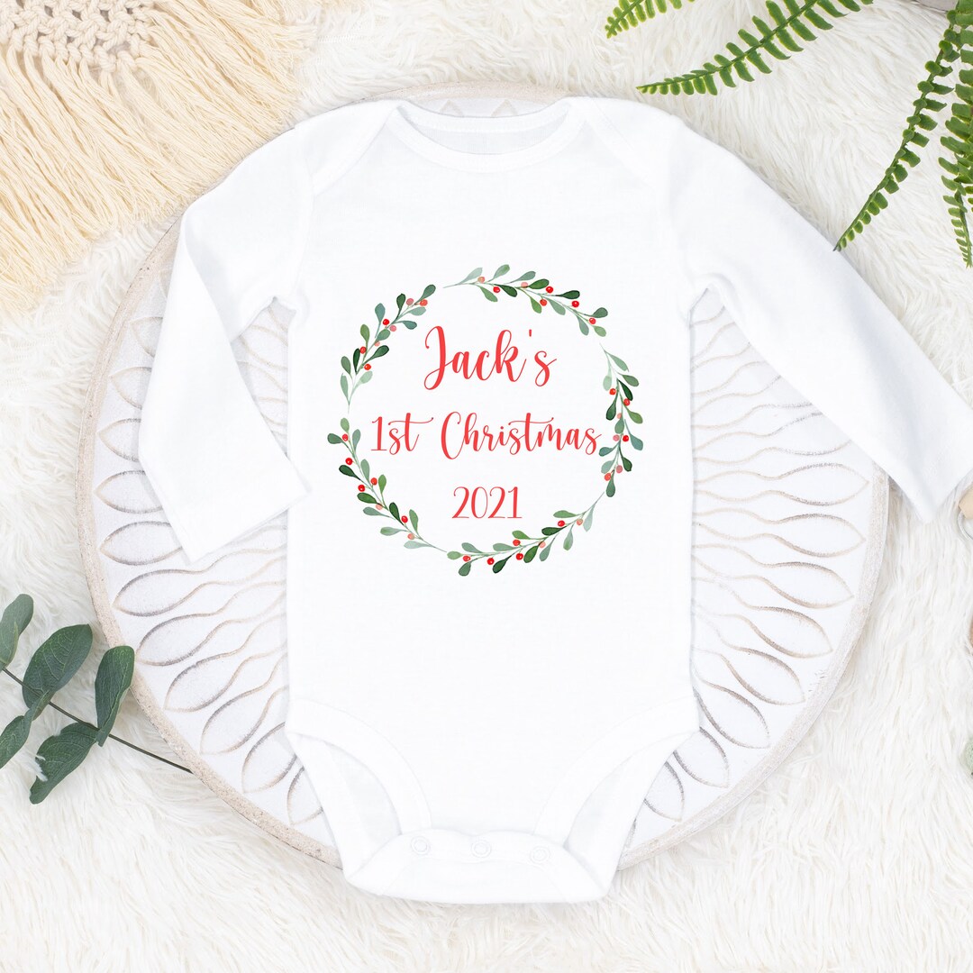 Personalised First Christmas Baby Grow 2021 - 1st Christmas Eve, Custom ...