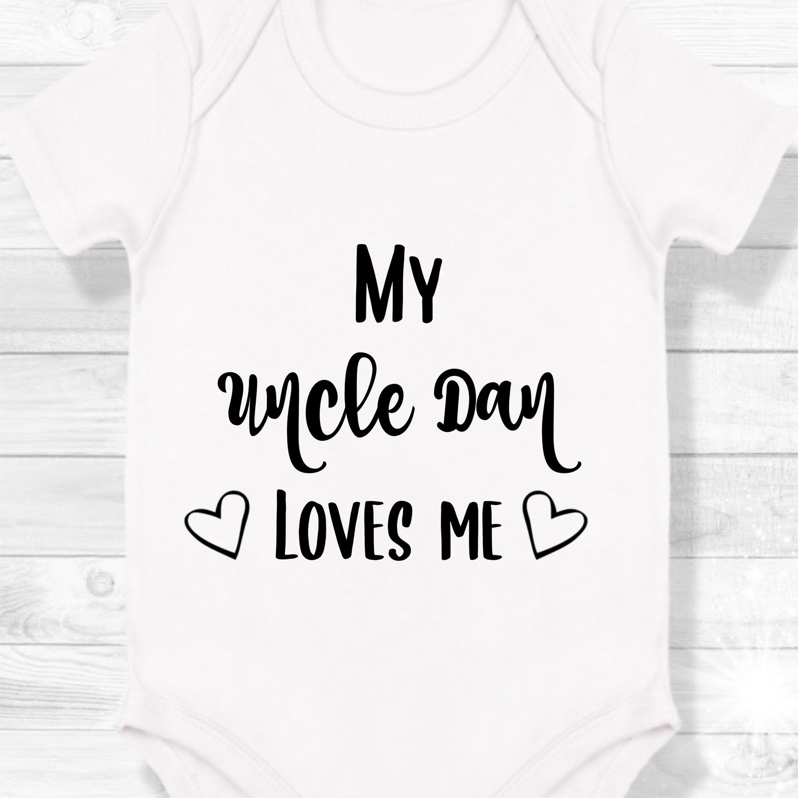 My Uncle Loves Me Baby Grow - Baby Onsie, Baby Announcement Gift, First ...