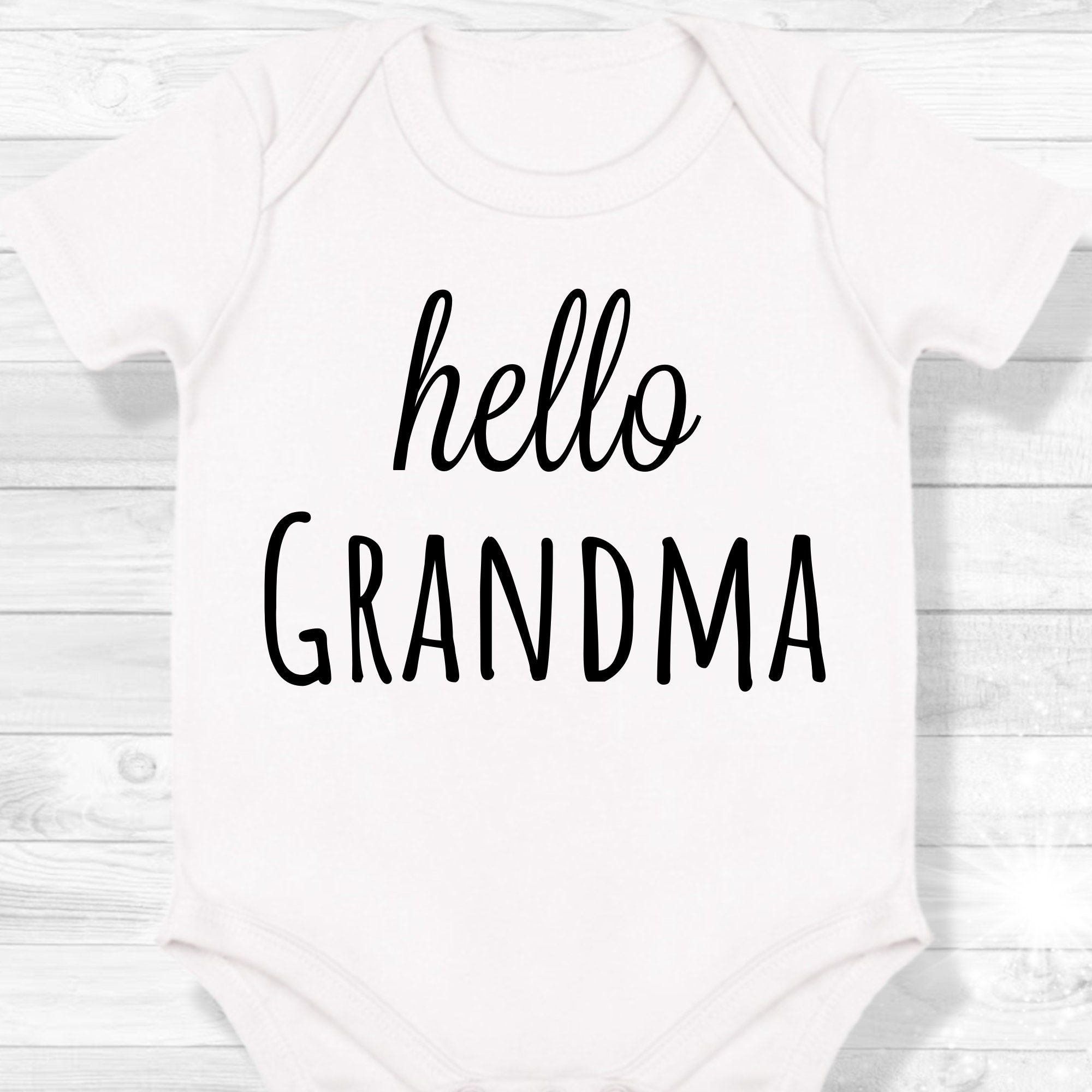 Hello Grandma Baby Grow Baby Announcement - Baby Vest, Baby Bodysuit ...