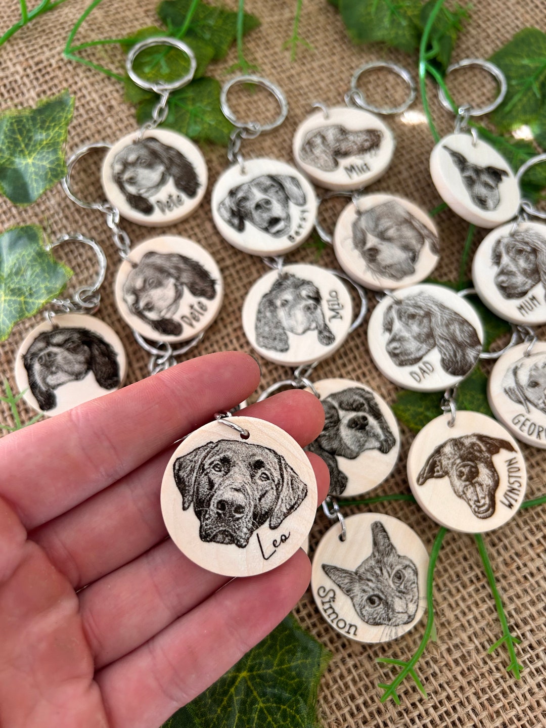 Pet Keyring, Wooden Pet Engraved Keychain, Mother's Day Gift, Custom ...