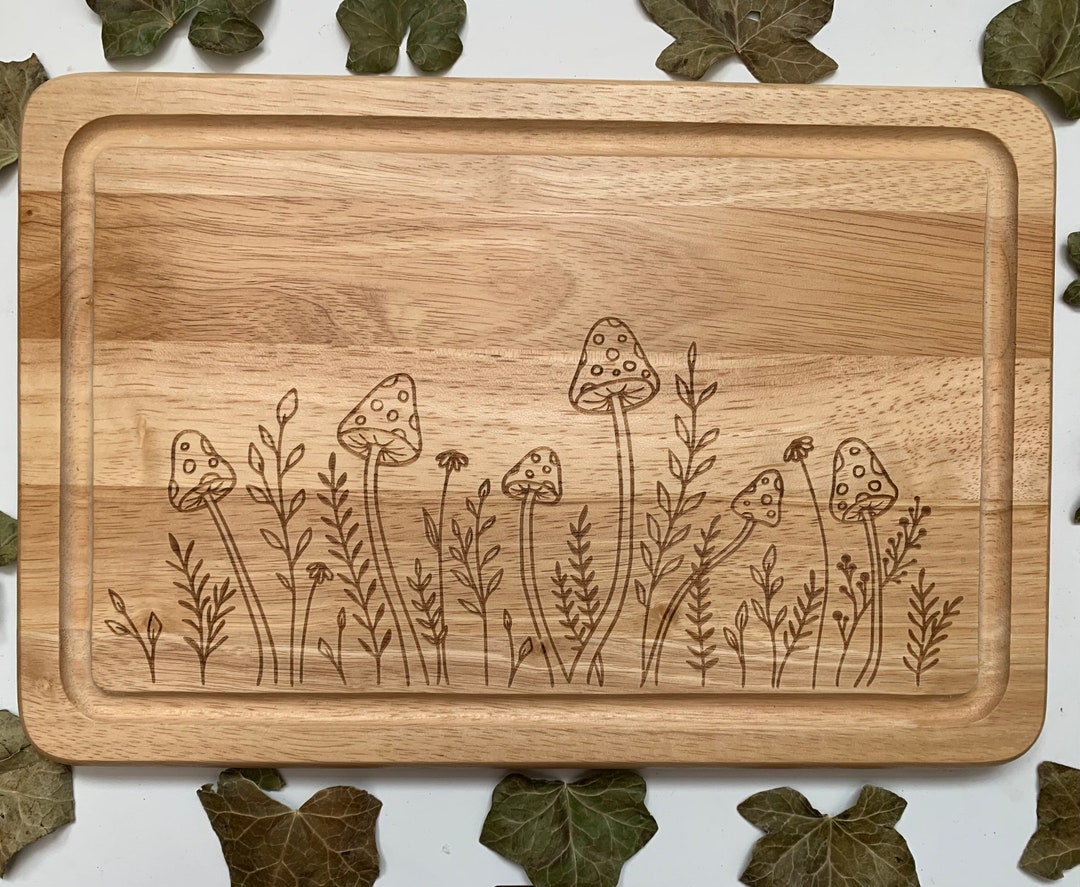 Mushroom Chopping Board, Engraved Bread Board, House Warming Gift ...