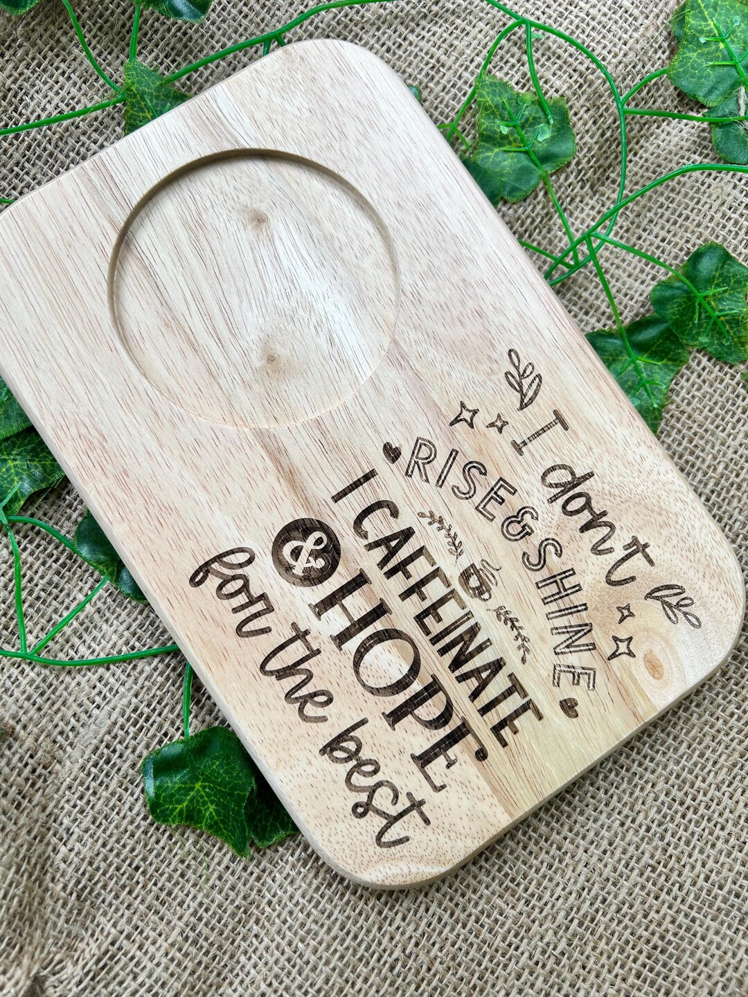 Personalized Tea and Biscuit Board: Caffeinate and Hope - Etsy