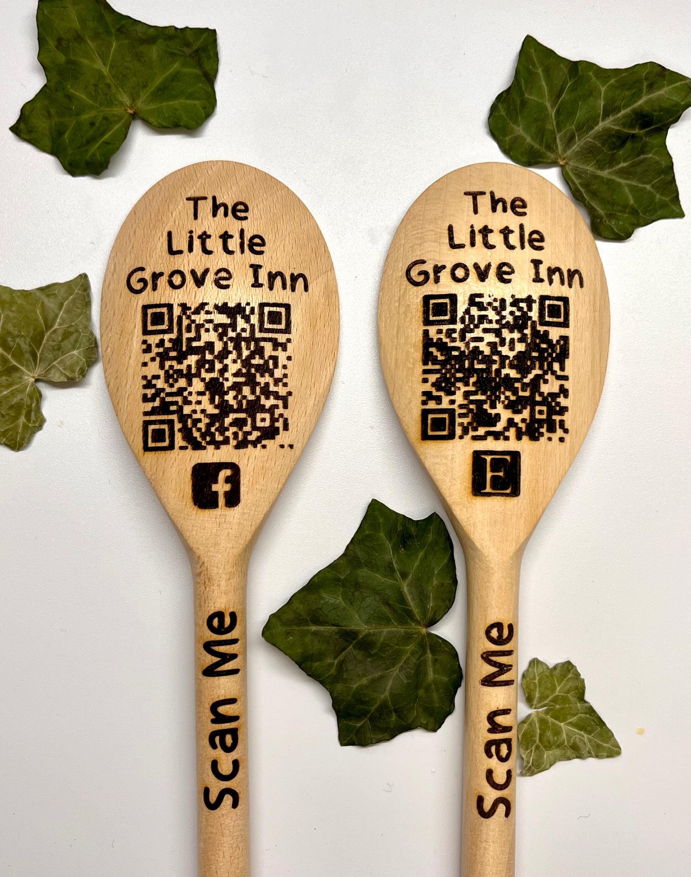 Facebook QR code Engraved wooden spoon QR code Qr code for social media ...